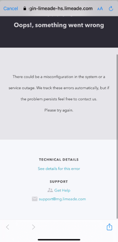 Why do I get an error after selecting my Employer on the Limeade ONE ...